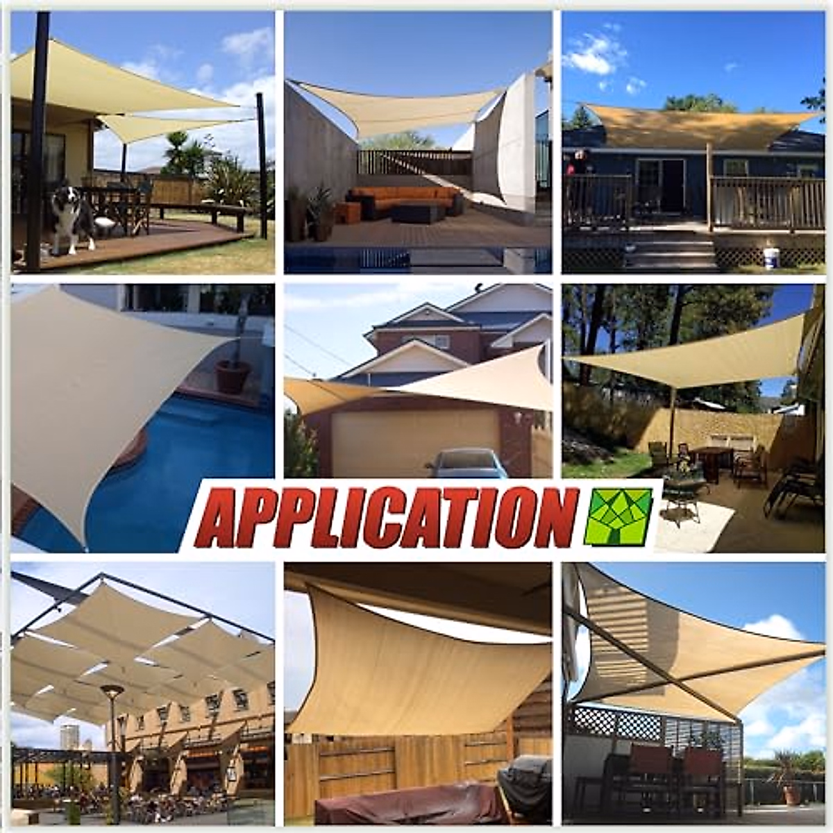 ColourTree 12' x 12' Beige Sun Shade Sail Rectangle CTSLR12 - Canopy Mesh Fabric UV Block UPF50 - Commercial Heavy Duty - 190 GSM - 3 Years Warranty (We Make Custom Size)