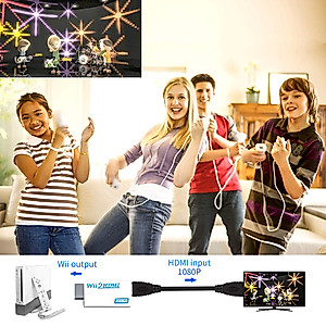Wii to HDMI Converter Adapter 1080P for Full HD Device with 3,5mm Audio Jack&HDMI Output Compatible with Nintendo Wii, Wii U, HDTV, Monitor-Supports All Wii Display Modes 720P（ HDMI Cable Included）