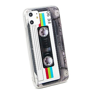 FAteam Matte Finish Heavy Duty Soft Back Cover with TPU Soft Bumper Cassette Tape Case Compatible with iPhone 11-6.1 inch