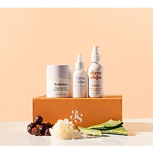 Three Ships Can-Dew 3-Step Kit for Glowing Skin – As Seen on Dragons’ Den – Skin Care Kit with Gentle Gel Face Cleanser, Brightening Facial Serum and Lightweight Reviving Day Cream, 3 Piece Set