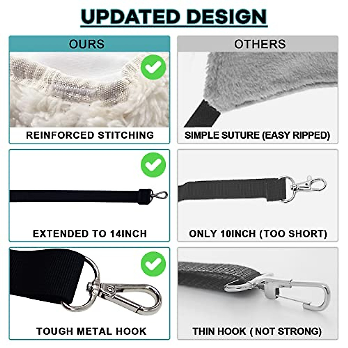 TIRTI Cat Cage Hammock, Double Layer Soft Plush Hanging Pet Bed, Suitable for Indoor Cats Kitten Ferret Hamster Rabbit or Small Animals, 2 Level Comfortable Hammock Bed for Spring/Summer/Winter