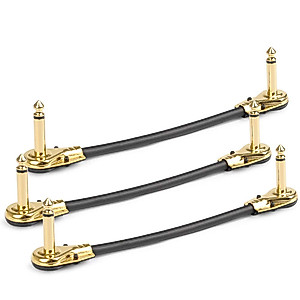 TIMESETL 6 Pack 6 Inch Guitar Patch Cable Ultra Quiet Instrument Effect Pedal Patch Cords 1/4 inch Right Angle Low Profile Pancake Design
