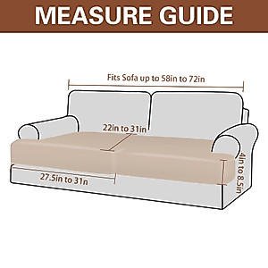 Auctus Polyurethane Leather T-Cushion Covers Waterproof Elastic Seat Covers, Waterproof Sofa Cushion Covers, Furniture Protectors, Sofa Cushion Covers, Sofa Seat Covers (2 Pieces, Light Camel)
