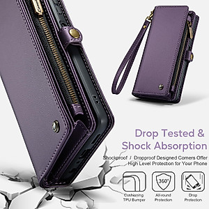 ASAPDOS Google Pixel 8 Pro Case Wallet(2023),Retro PU Leather Strap Wristlet Flip Case with Magnetic Closure,[RFID Blocking] Card Holder and Kickstand for Men Women Purple