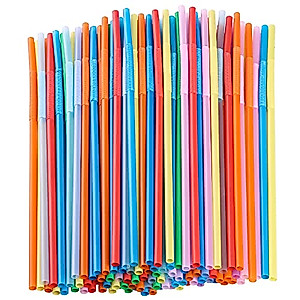 200 Pcs Disposable Drinking Straws, Colorful Long Flexible Bendy Straws (0.23'' diameter and 10.2" long)