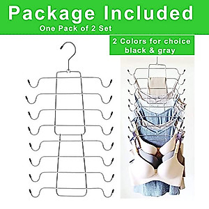 dineda 2PACK Tank Top Hanger Bra Organizer Bra Hangers for Closet Organizer Hangers Shirt Space Saving Black