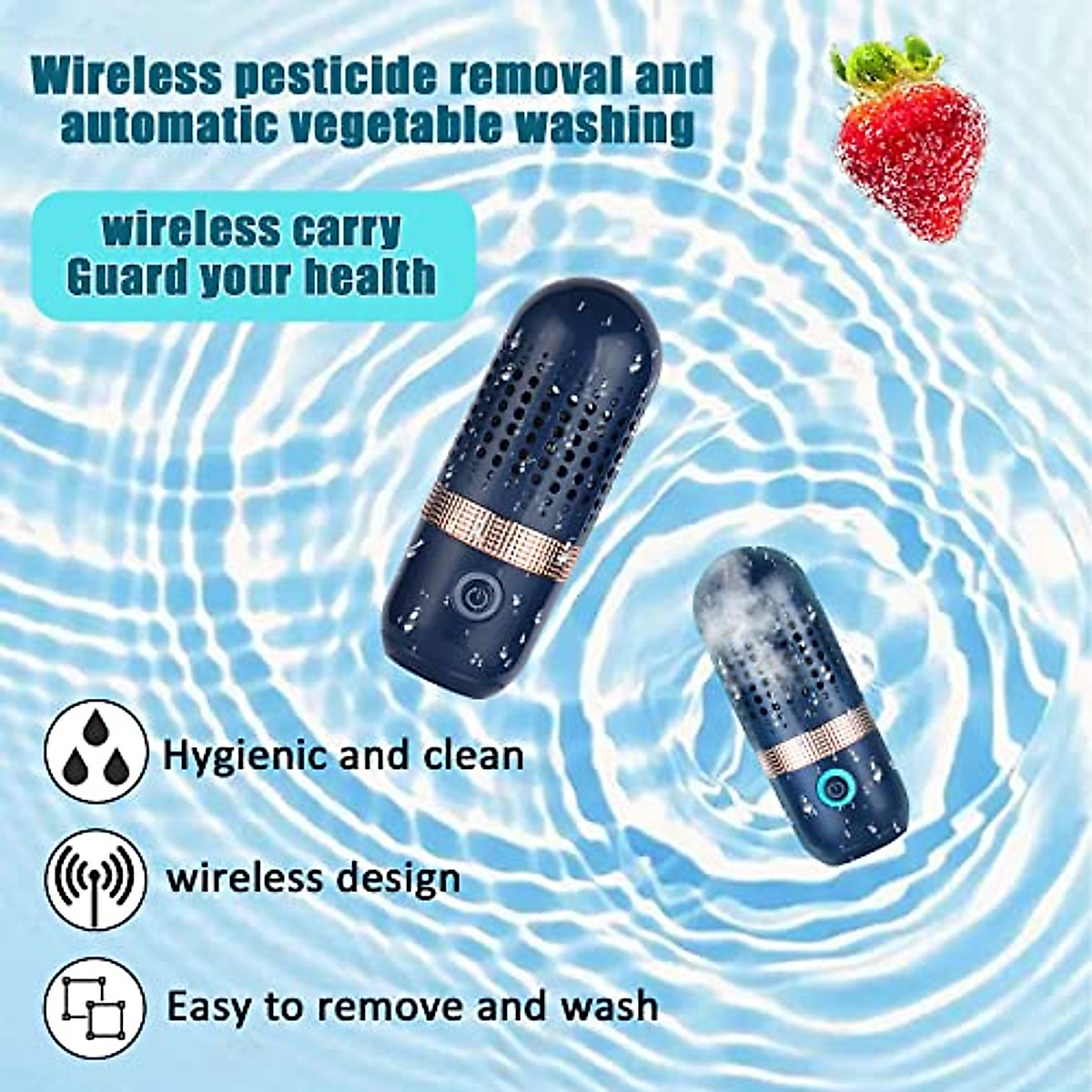 COMUSTER Vegetable Washing Machine,Fruit Cleaner Device,Banana Cleaner Machine,Fruit Purifier for with OH-ion Purification Technology for Cleaning Fruit,Vegetable,Rice,Tableware (Royal Blue)