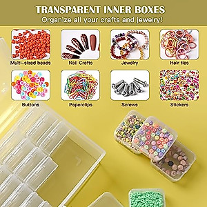 Douorgan Small Bead Storage Containers 24 Pieces Plastic Storage Organizers Portable Art Storage Case Transparent Boxes Jewelry Beads Storage Box(1 Pack)