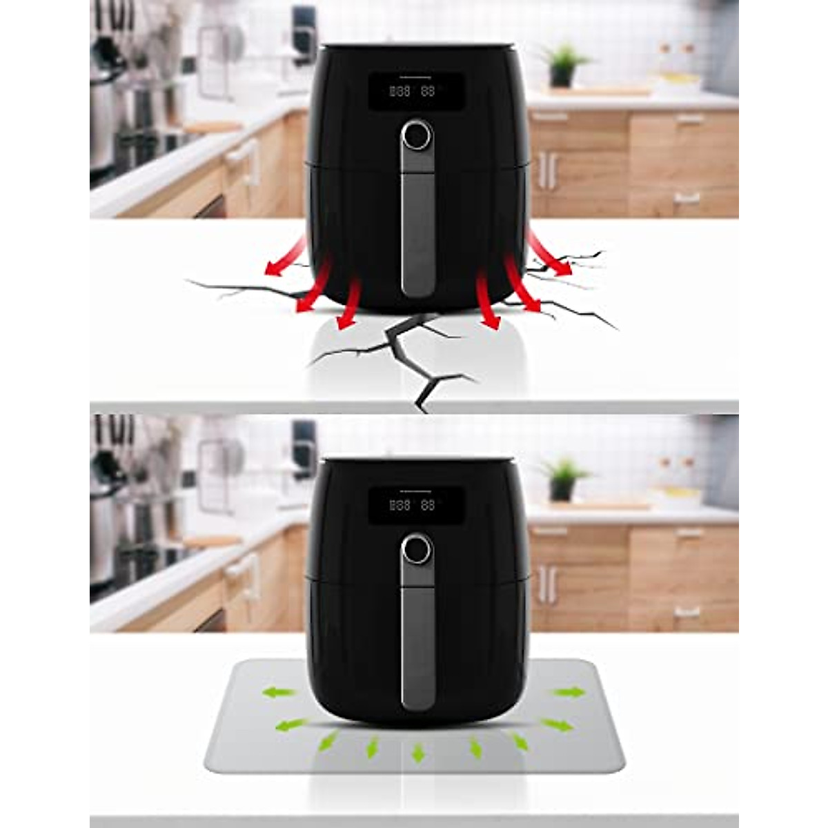 FLASLD Heat Resistant Mat for Air Fryer Site on, Fireproof Silicone Mats for Kitchen Counter, Countertop Protector, No-slip and Waterproof (16"X24", Gray)