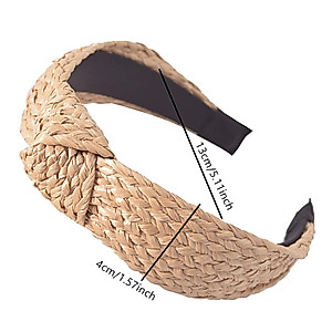 Lvyeer 3 Pack Straw Headbands, Handmade Rattan Wide Head Band, Boho Hair Headbands for Women, Summer Hair Accessories (3 pack-A, Multicolor)