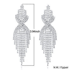 Long Way Bridal Wedding Jewelry Beautiful Fashion Dazzle Sparkling Rhinestone Long Tassels Dangle Earrings