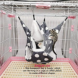 LEFTSTARER Rat Ferret Sugar Glider Cage Hammock Bedding Small Pet Cage Accessories Toy Triple-Layer Hammock Bedding for Hamster Guinea Pig Sugar Glider Rat Ferret Chinchilla Playing Sleeping(Grey)