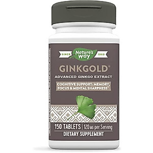 Nature's Way Ginkgold Max Extract for Mental Sharpness, Cognitive and Memory Support*, 150 Tablets