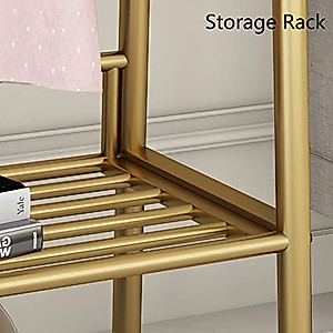 Gold Clothes Rack, Portable Rolling Clothing Racks for Hanging Clothes Heavy Duty Double Rod Boutique Clothing Garment Rack, Coat Rack with a Bottom Shelf 39.4”L