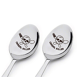 Funny Gifts—2 Pcs Cereal killer Engraved Spoon Personalized Gift for Birthday Gift,Wedding Gift,Thanksgiving Day Gift,Christmas Gift