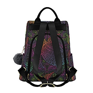 ALAZA Boho Sea Turtle With Lotuses And Mandala Backpack for Daily Shopping Travel