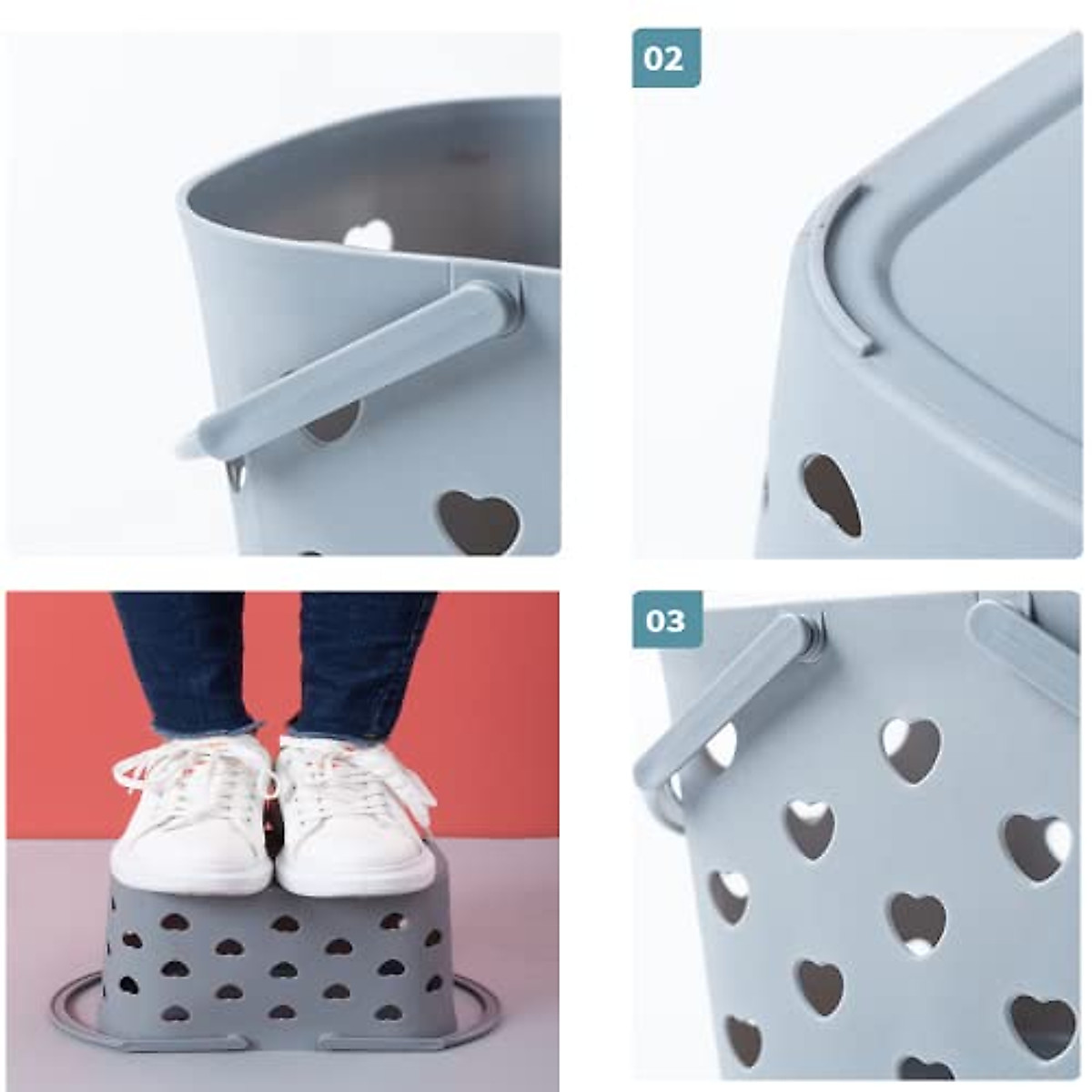 3Pack Portable Shower Caddy Tote Plastic Storage Basket，Heart Shaped Bath Basket Storage Basket with Handle for Bathroom, Pantry, Kitchen, College Dorm