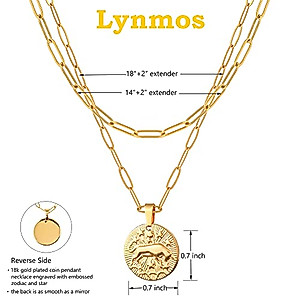 Taurus Dainty Zodiac Necklace for Women Zodiac Sign Pendant Necklace 18k Gold Plated Paperclip Chain Necklaces Layered Gold Necklace for Women Birthday Jewelry Gifts