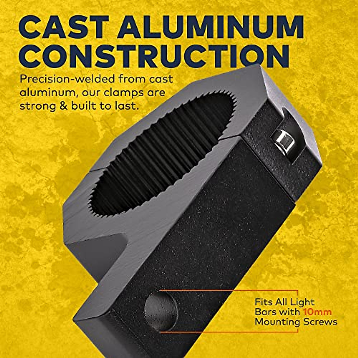 Off-Road Light Mounting Bracket Bar Clamp Kits [1"/1.5"/1.75"/2" Inch] [Horizontal Bar] [Aluminium] [2 Units] Bull Roll Cage Clamps Mount For ATV UTV