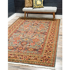 Unique Loom Edinburgh Collection Area Rug - Monroe (7' 1" x 10' Rectangle Blue/Brown)