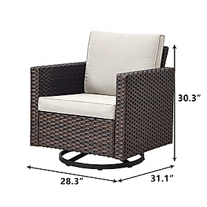 Rilyson Patio Chairs Rocking Swivel Chair - Single Outdoor Patio Rattan Wicker Rocker Chair with High Back and Deep Seating for Outdoor Outside Deck Porch Garden(Brown/Beige/1PC)