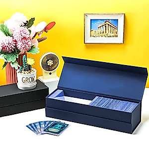 2 Pcs Trading Card Storage Box Graded Card Storage Holder Container, Choice of Loader, Display Stand Combos, Card Sleeve Loader Collector Card Starter Kit (Blue, Black,14 x 4.3 x 3.2 Inches)