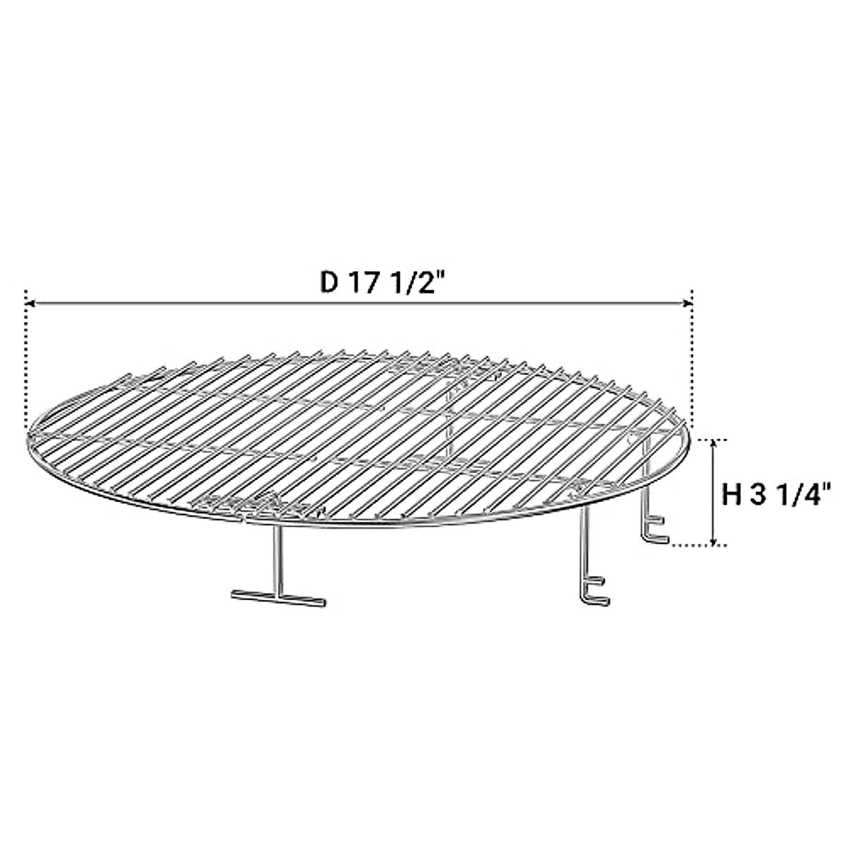 only fire Stainless Steel Cooking Grate Extended Top Grate for Weber 22" Kettle, Big Green Egg, Kamado Joe Classic Ceramic Grills, 17 1/2 Inch