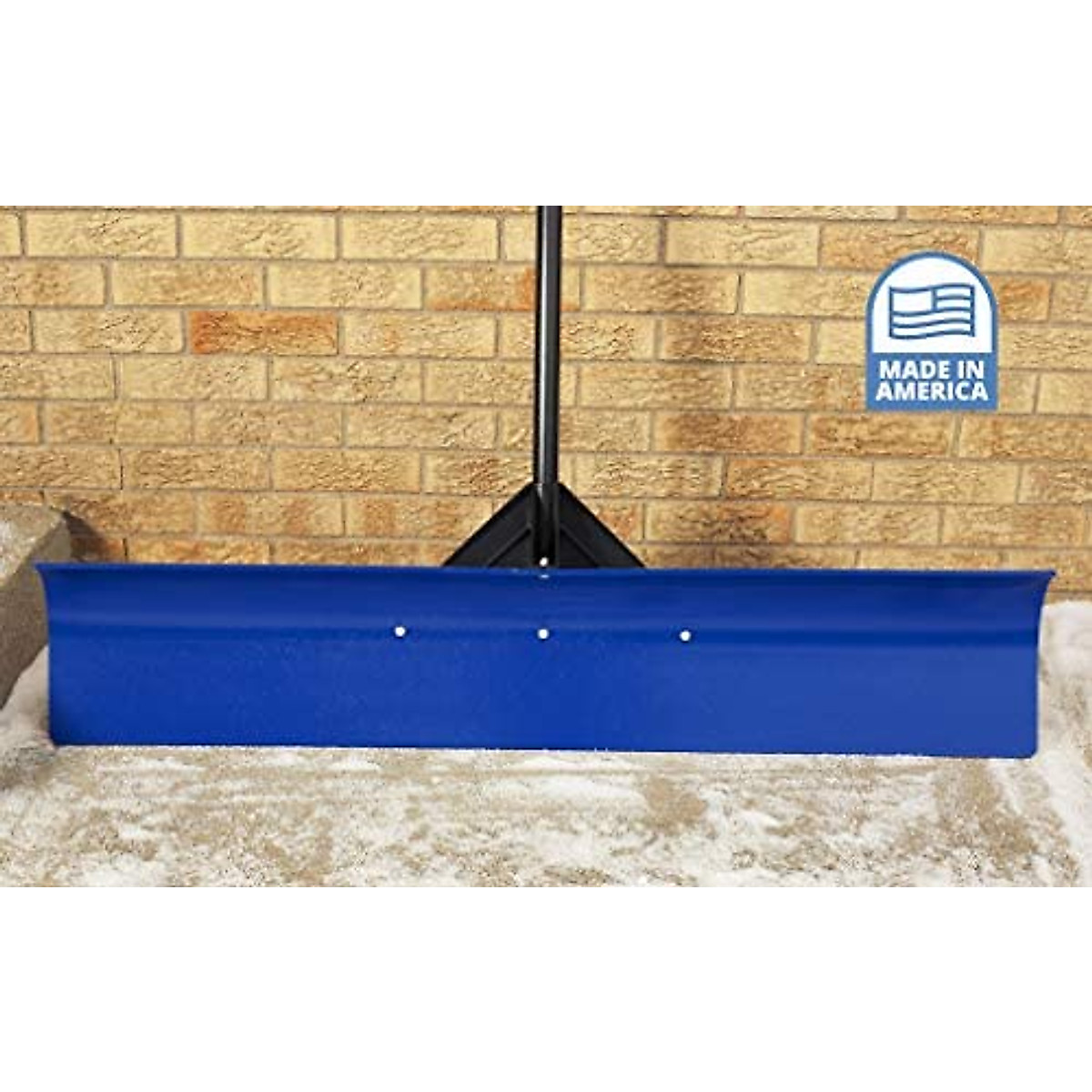 The Snowcaster 48 Inch Snow Pusher & Barn Shovel 48UPH | Heavy Duty 48” X 9.5” Polyethylene Blade | Snow Removal - Driveway, Doorway, Sidewalks | Commercial & Residential – Blue