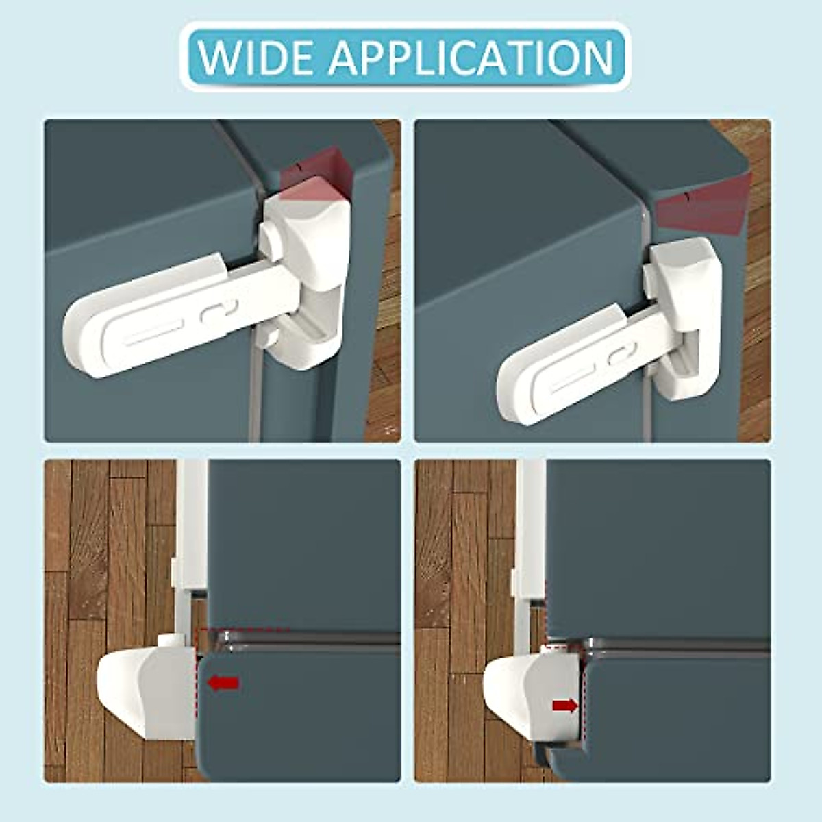 2 Pack Child Proof Fridge Lock, Refrigerator Fridge Freezer Door Latch to Keep Closed, Refrigerator Door Lock for Toddlers and Aging Seals, Easy to Install and No Unsightly Straps Required (White)