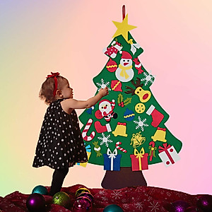 Fayoo DIY Felt Christmas Tree with 30pcs Ornaments, Xmas Gifts for Kids New Year Handmade Christmas Door Wall Hanging Decorations