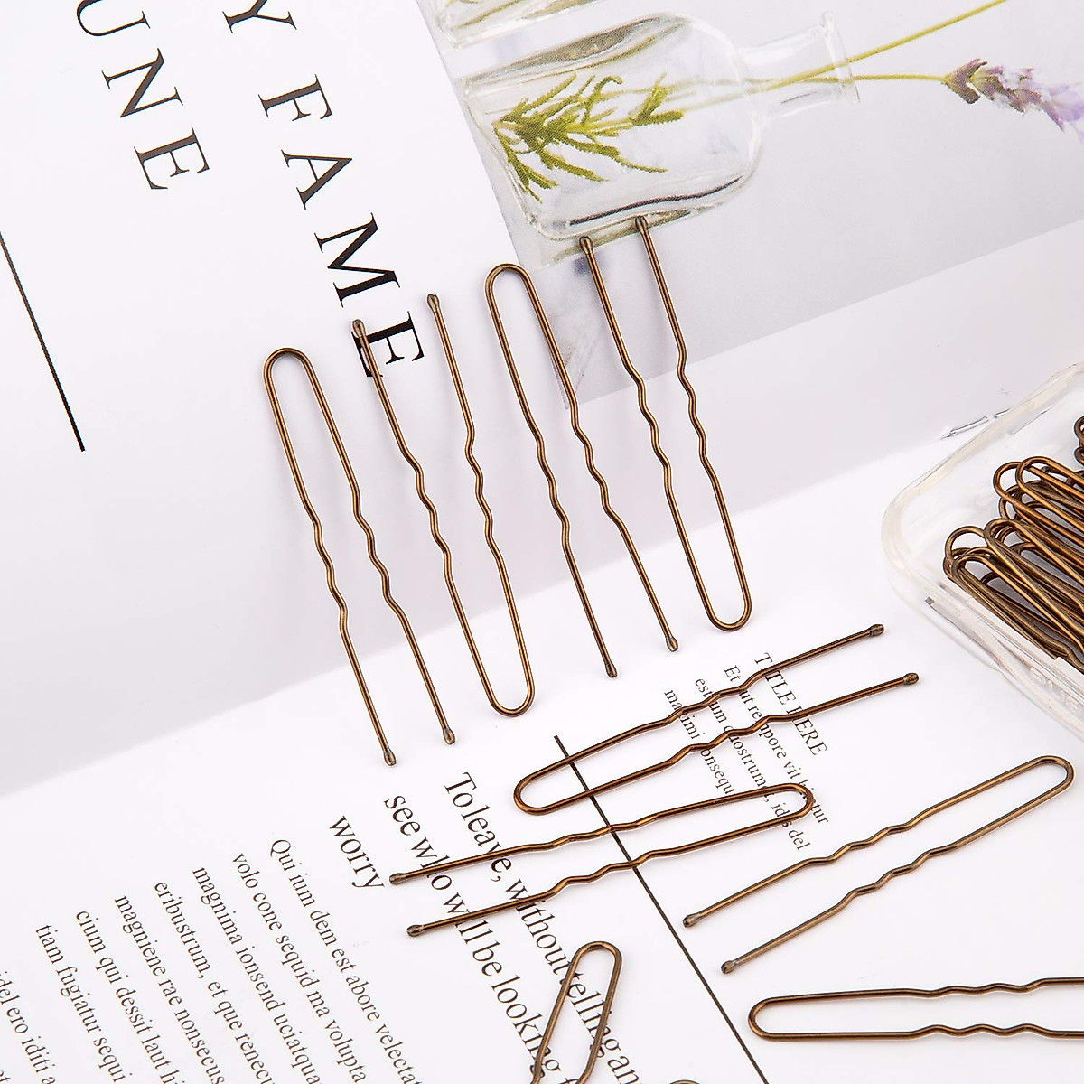 AIEX 200 Pieces U-Shaped Hairpins Kit Hair Clips Hairpins Hair Clips for Women Girls and Hair Salon (Bronze)