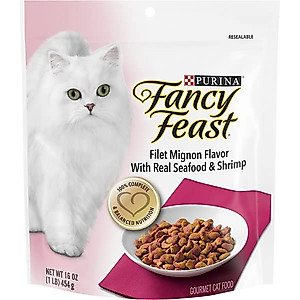 Fancy Feast Gourmet Dry Cat Food - Filet Mignon Flavor with Real Seafood & Shrimp - 3 Pack (3 Pounds Total)