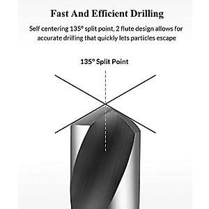 QWORK VIX Bits Self Centering Clic Change Door Hinge Drill Bit Set High-Speed Steel, 5/64", 7/64", 9/64", 11/65", 5mm, 13/64", 1/4"(Black)