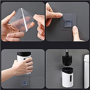 Plastic Toilet Bowl Brush Stainless Steel Long Handle Toilet Brush Wall Mounted Toilet Cleaner Brush with Stand Easy Install