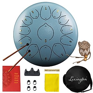 Lexington TGD-1213A 13 Notes 12 Inches Steel Tongue Tank Drum Set C Key, Tundra Blue