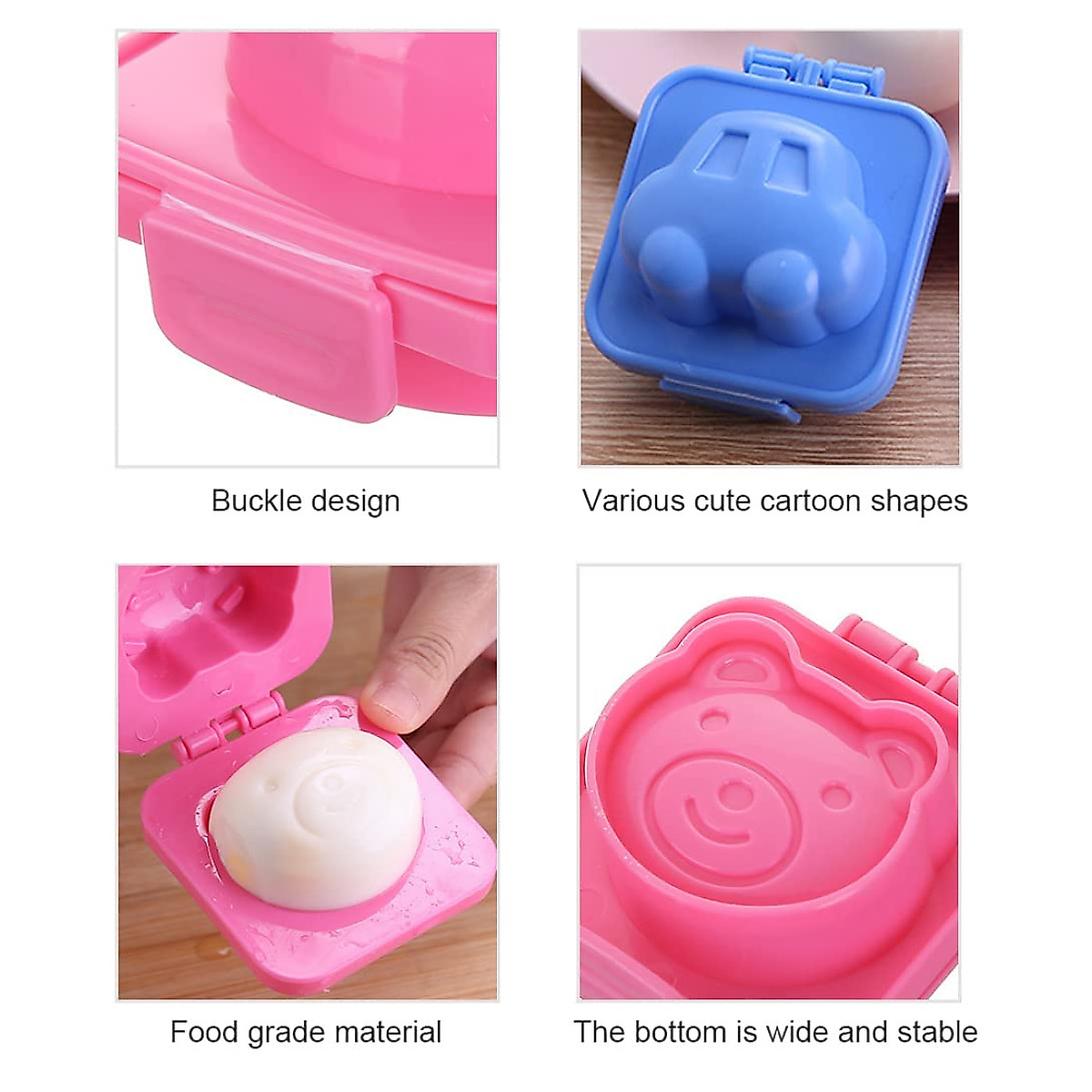 Boiled Egg Mould,6PcsHard Boiled Egg Mold,Fish Car Heart Shape Onigiri Mold,3D Rice Ball Maker, Plastic Egg Shaper DIY Tools Bento Accessories, Random Color