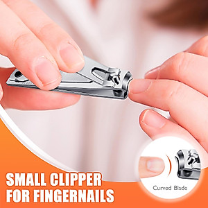 Finger Nail Clippers Adult - DRMODE 8 Pack Nail Clippers Bulk for Men Women Sharp Stainless Steel Travel Mini Toenail Clippers and Fingernail Clipper Set Curved Cutter Trimmer with Nail Cleaner/File