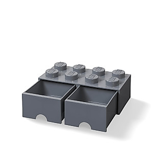 Room Copenhagen, Lego Brick Drawer - Stackable Storage and Décor - Brick 8, Dark Grey