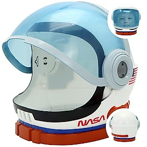 Astronaut Helmet, Space Helmet with Blue Movable Visor, Party Costume, School Classroom Dress Up, Pretend Role Play Party Supplies, Kids Christmas Halloween Toys Birthday Gifts, Blue and Orange