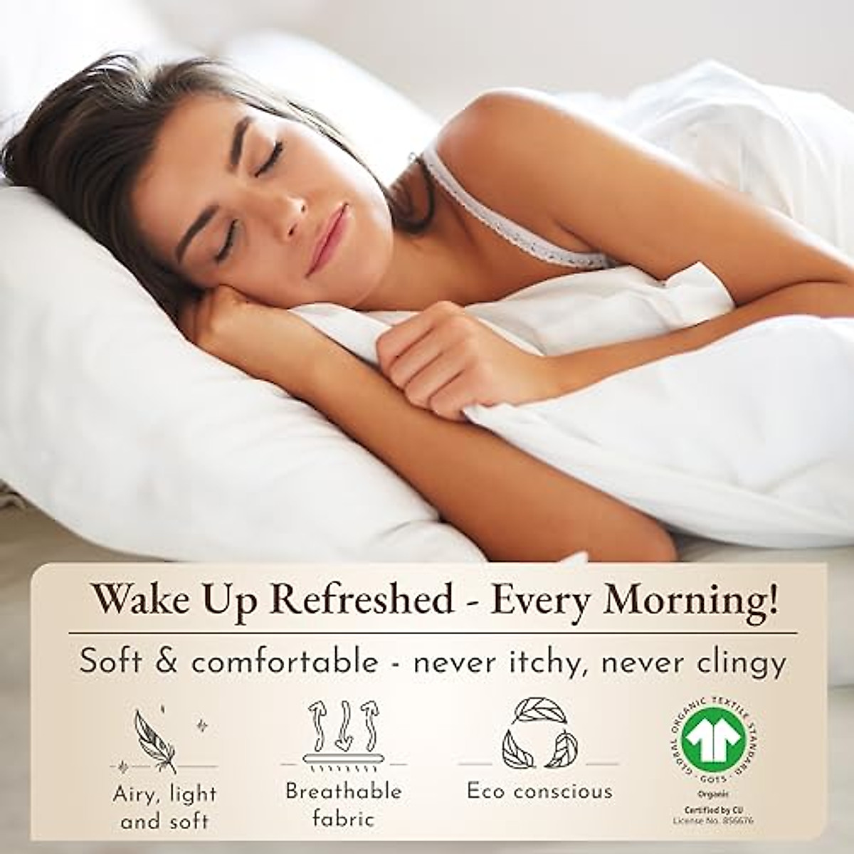 California Design Den 100% Organic Cotton Sheets for Queen Size Bed, Deep Pockets, Percale Sheets Queen, GOTS Certified, Soft Cooling Sheets, 4 Piece Bed Sheets Queen Sheet Set, White Sheets