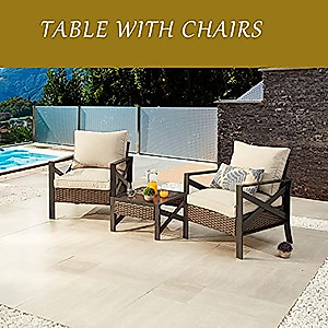 LOKATSE HOME Outdoor Metal Coffee Table Patio Square Side End Wicker Rattan Furniture with X Shaped Steel Legs, Brown&Black