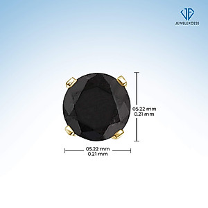 JEWELEXCESS 1.00 CTW Black Diamond Stud Earrings - 14k Gold Plated | Hypoallergenic Studs for Women - Round Cut Set with Push Backs