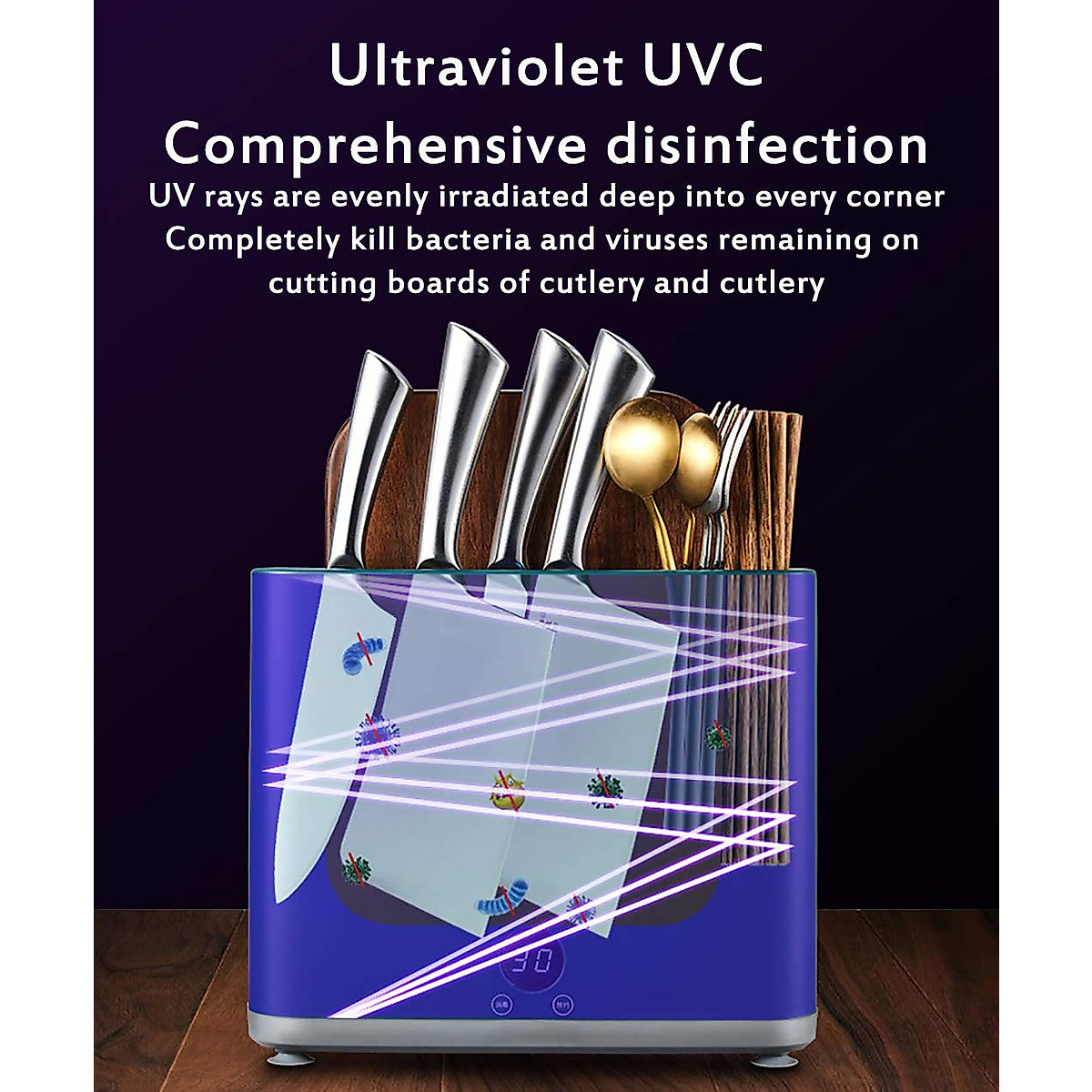 Knife Holder Chopping Board Cutlery Tableware Cleaner, Small Household Drying Chopping Board Cutlery Organizer, One-Key Start, 316X282x111mm