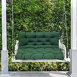 Mrzneaoch Porch Swing Cushion with Backrest and Ties 3 Seat Swing Cushion Replacement Thicken 4" Outdoor Swing Cushions for Outdoor Cushions for Patio Furniture (60 * 40 * 4 inch)