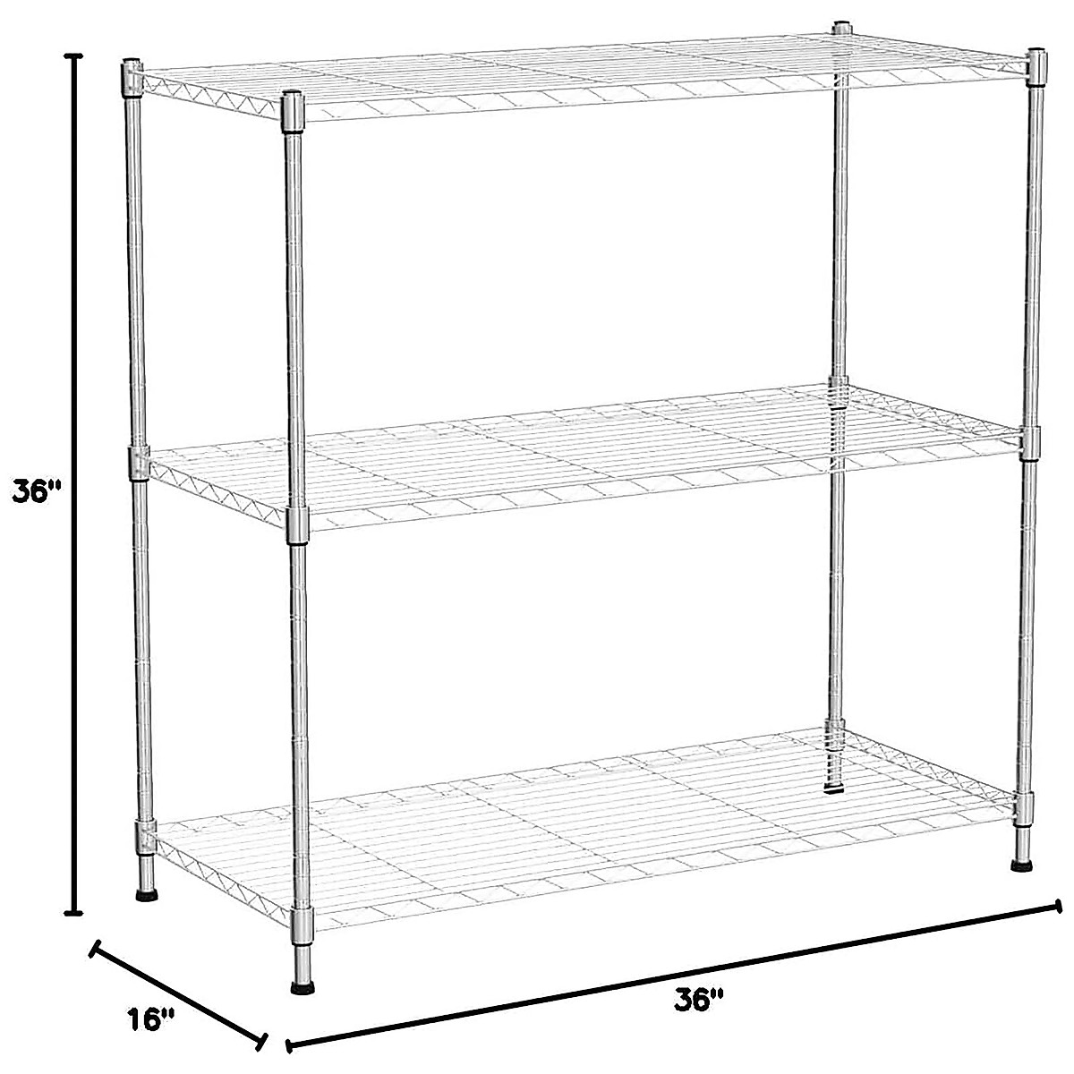 Catalina Creations EFINE 3-Shelf Shelving Unit Unit with 3-Shelf Liners,Adjustable Storage Shelves,Heavy Duty Organizer Wire Shelving Rack for Pantry Closet Kitchen Basement