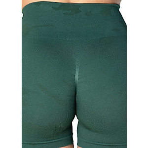 AUROLA CAMO Collection Workout Shorts for Women Subtle Logo Seamless Scrunch Gym Yoga Running Active Short,Camo-alpine Green,M