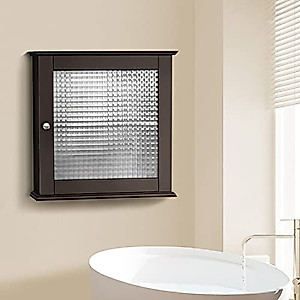Kinovation Removable Wooden Medicine Cabinet with Glass Door, Brown
