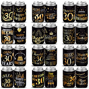 Umigy 24 Pcs 48 Pcs 30th Birthday Can Sleeve to 30 Years Can Neoprene Cooler 30th Birthday Decorations Party Favors Party Supplies Gift for Men Women