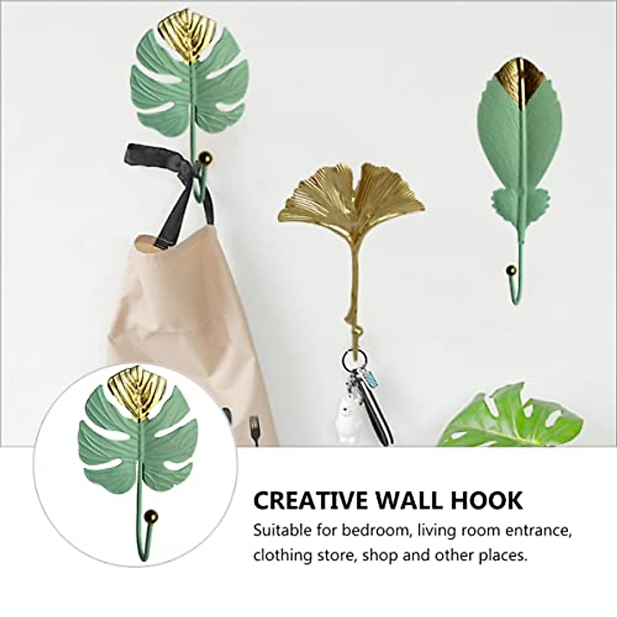 Alipis 2pcs Shaped Novel Wall Rack Mini Metal Design Key Gift Rustic for Coat Idea Art Bags Decorations Palm Multifunctional Keys Mounted Hooks Shape Leaf Hanger Tropical Towel Bathroom