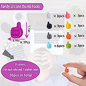 QWEN 30pcs Self-Adhesive Silicone Thumb Hook, Creative Thumb Shaped Wall Hook, Multi-Functional self-Adhesive Wall Decoration Hook, Key Hanger, for Storage Cable/Headset/Plug/mask